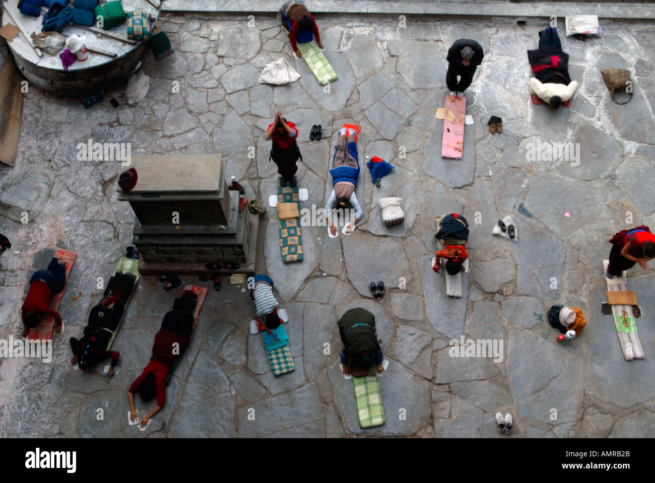 Pilgrims prostrating tibet hi-res stock photography and images - Alamy
