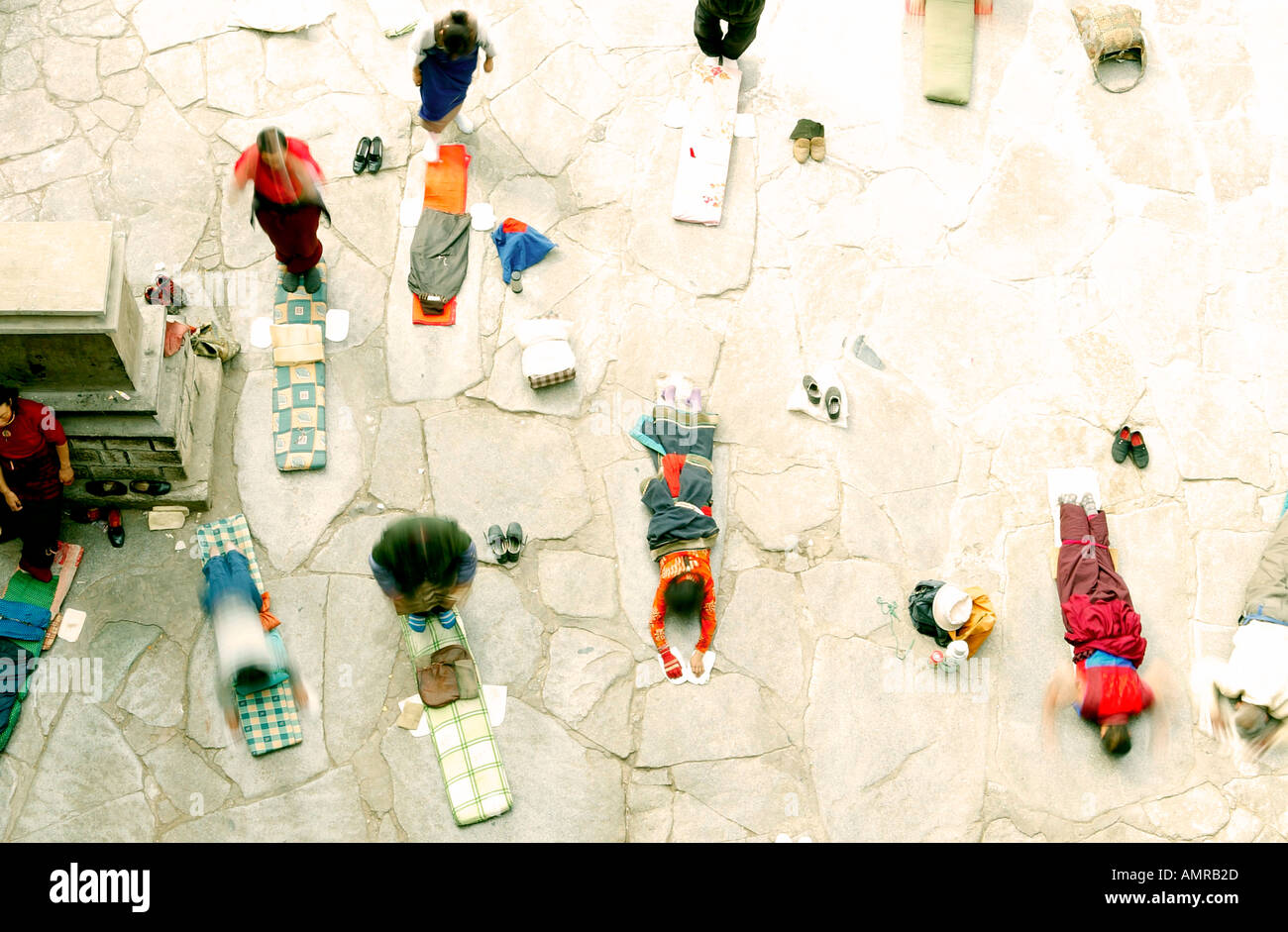 Pilgrims prostrating tibet hi-res stock photography and images - Alamy