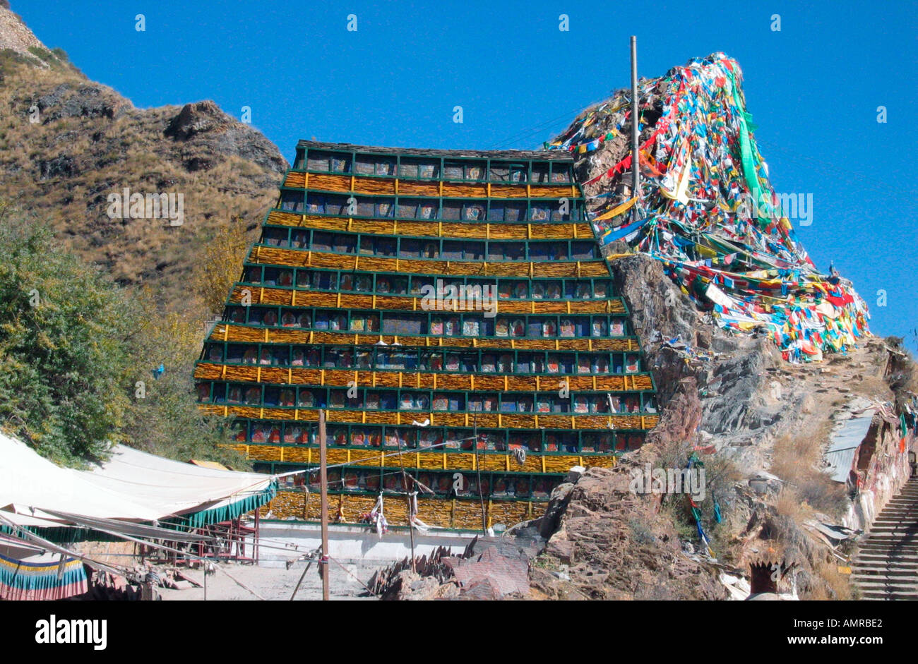 1000 Buddhas shrine on the Lingkor pilgrim way Lhasa Tibet Stock Photo ...