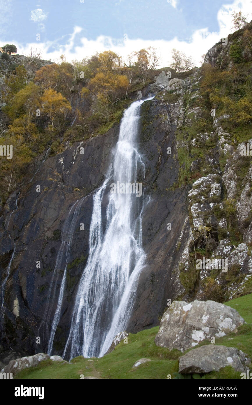 ABERGWYNGREGYN GWYNEDD NORTH WALES UK Aber Falls waterfall in the ...