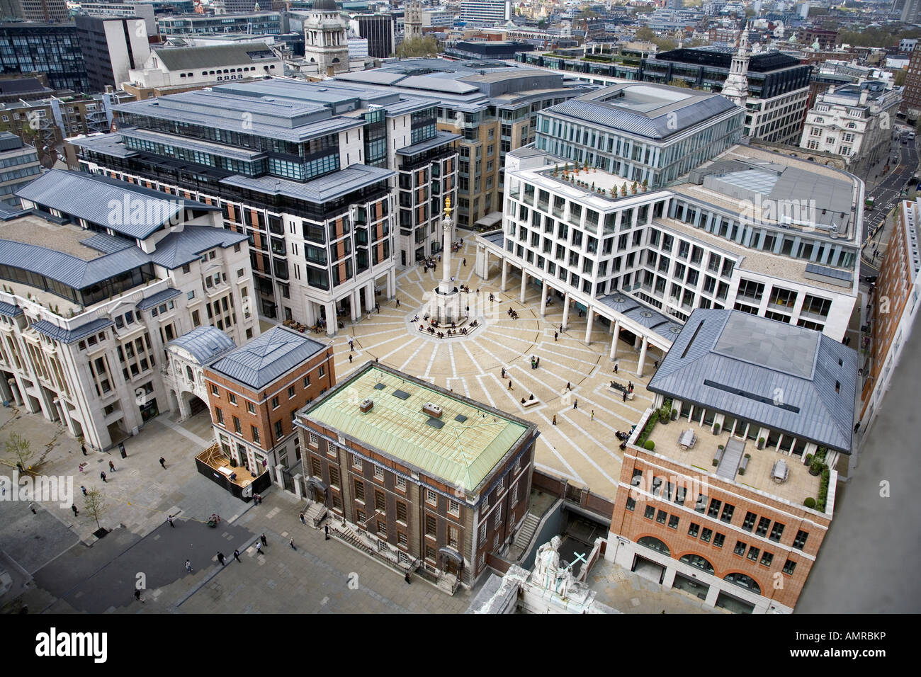 an aerial view of Paternoster Square from St Paul's cathedral in London ...