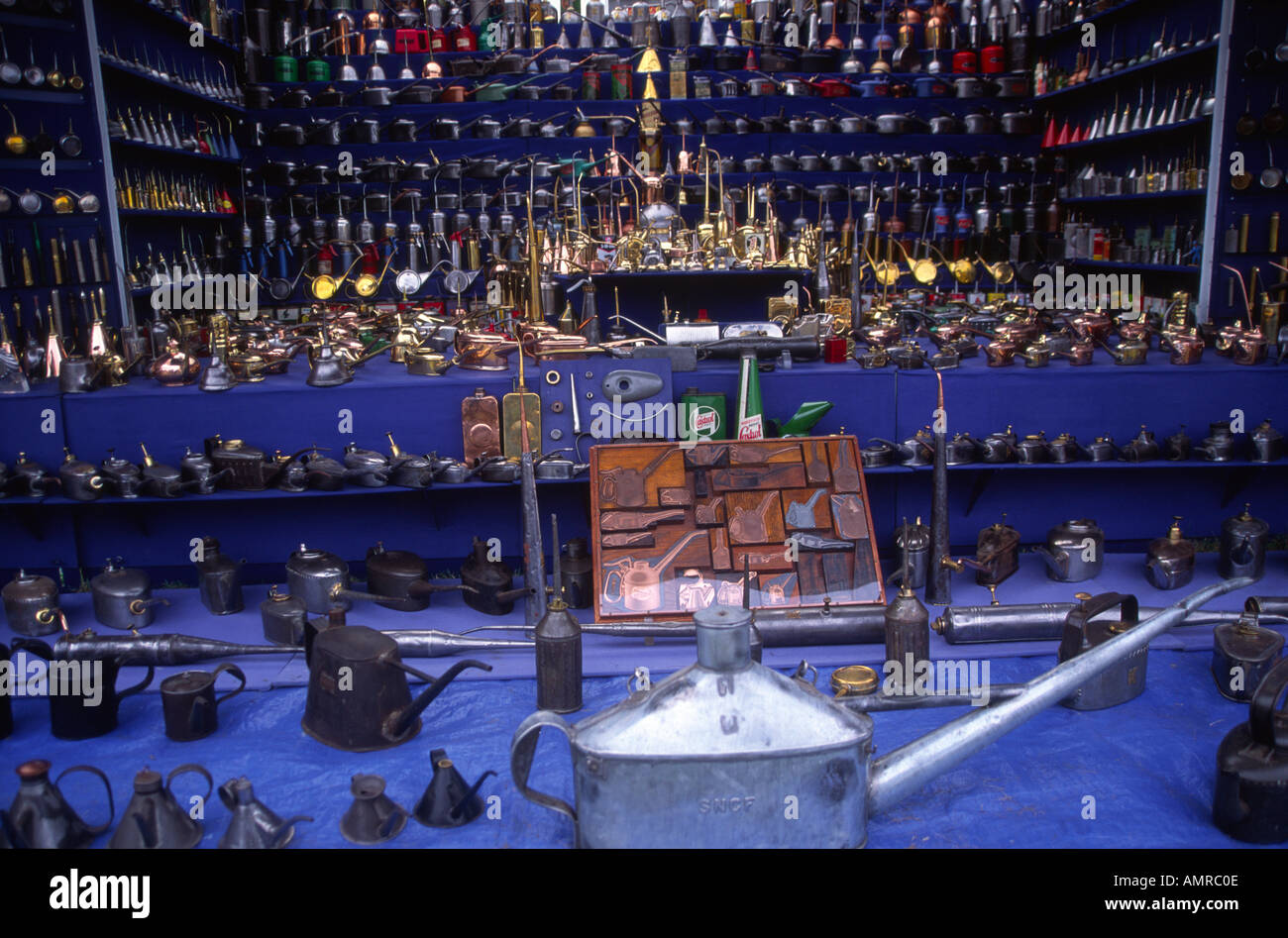 Display of old oil products Stock Photo - Alamy