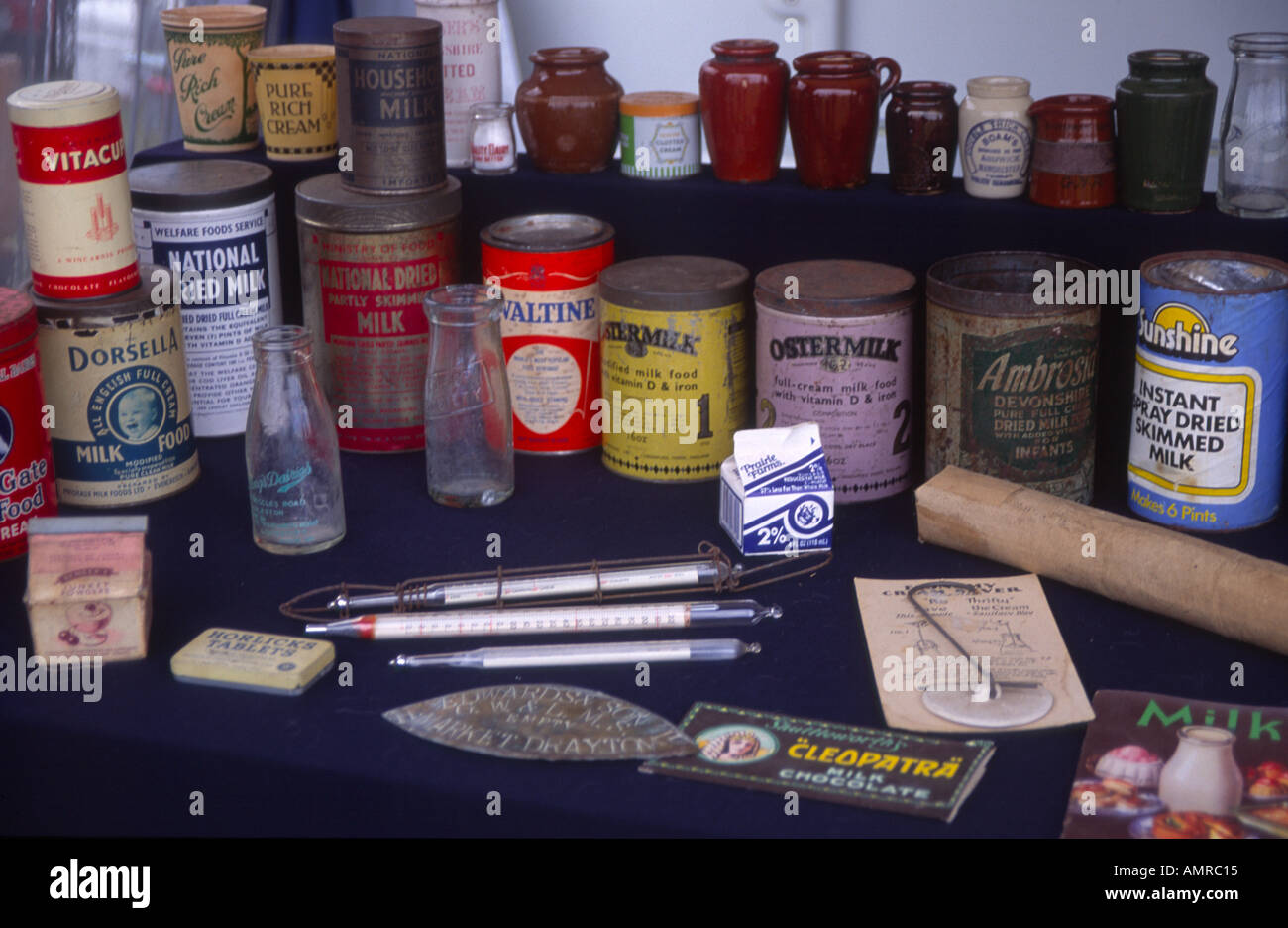 Display of old milk products Stock Photo - Alamy