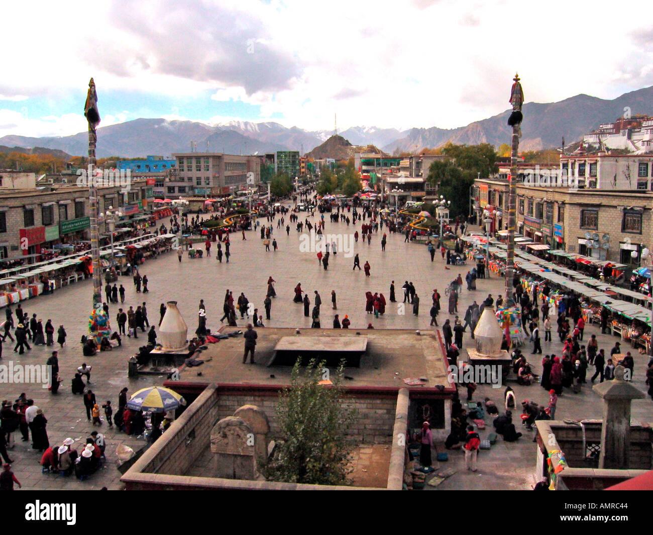 Barkhor Square in front of Jokhang Temple Lhasa Tibet lined with ...