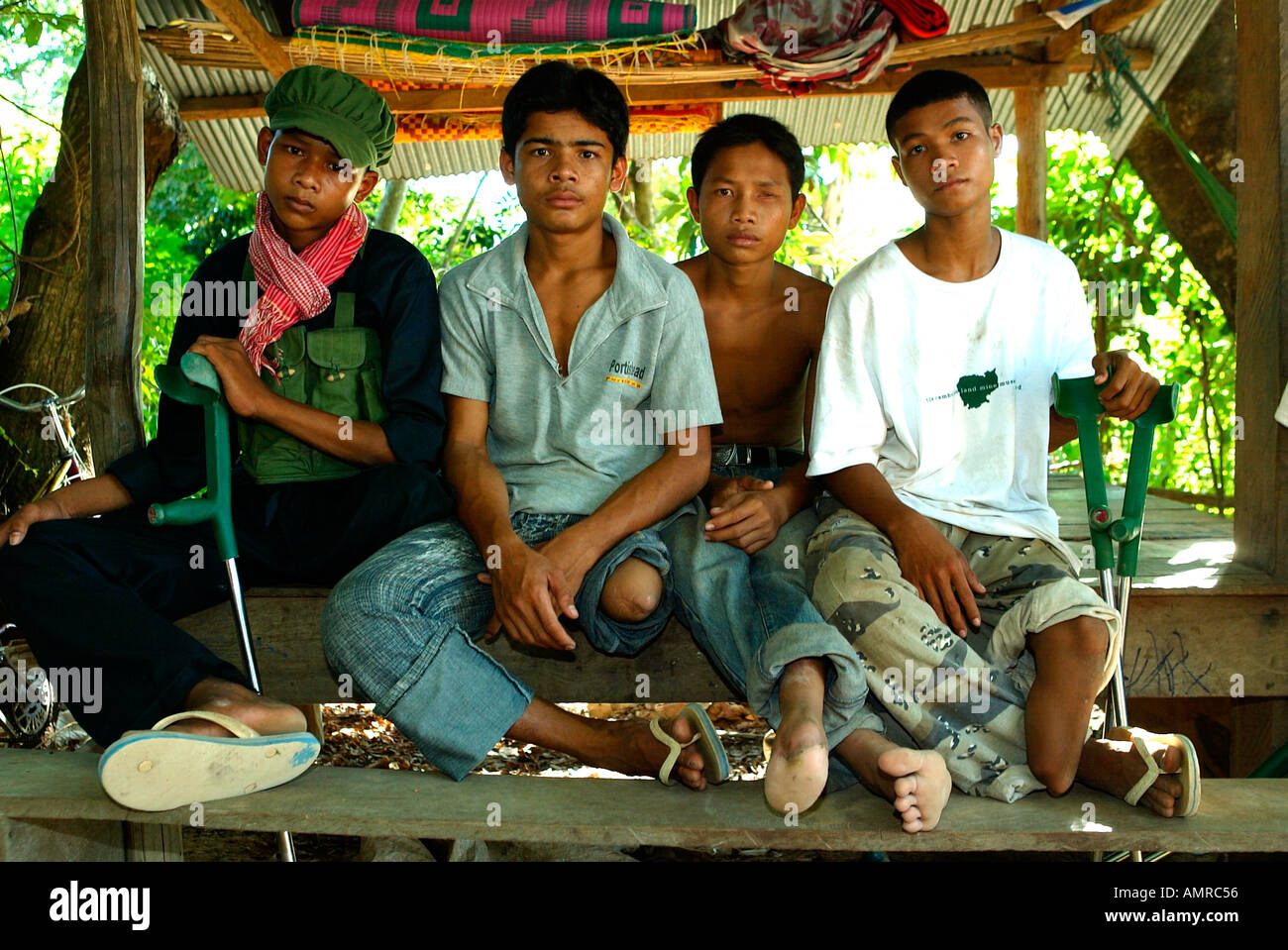 Four teenagers with landmine leg injuries rehabilitation centre in Siem ...