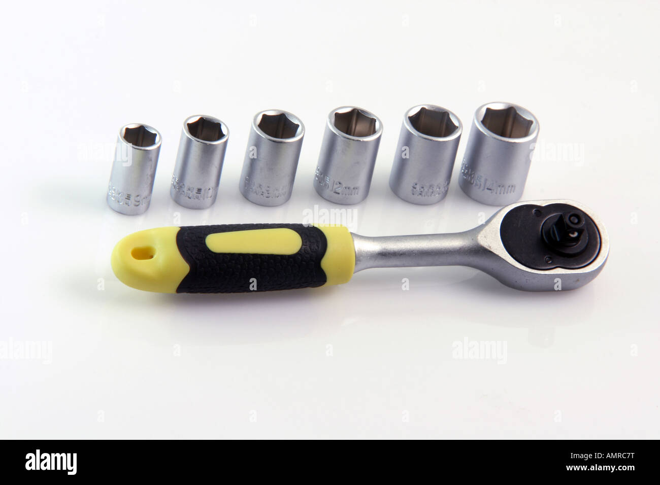 set of spanner bit sockets industrial and construction tools isolated ...