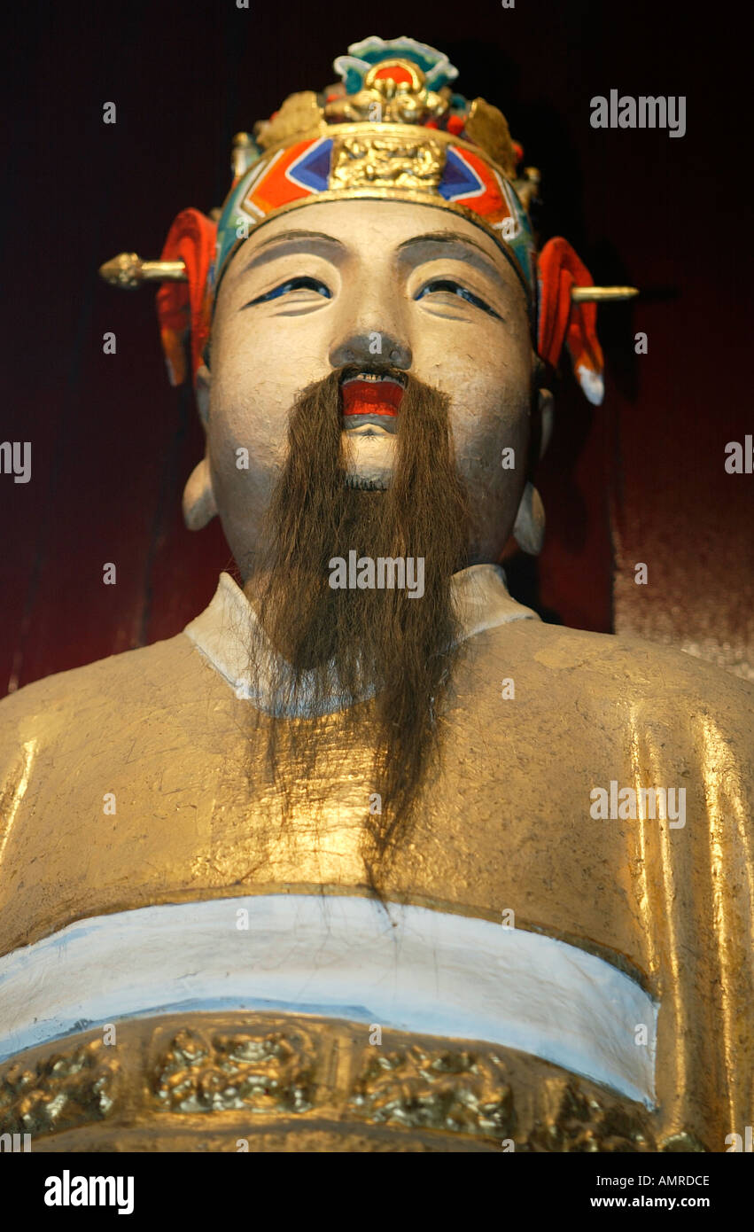Ancient Chinese warrior statue Wuhou Temple Chengdu city central China ...