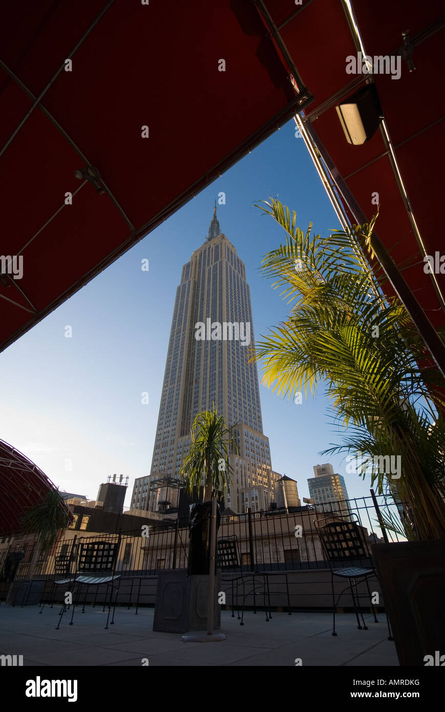 The Empire State Building View from a Rooftop Terrace Bar Stock Photo ...