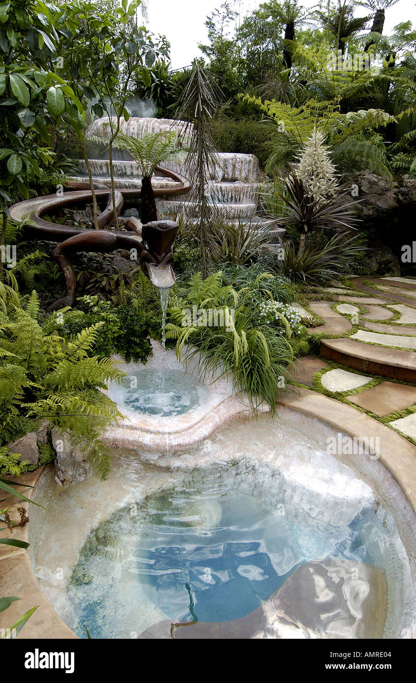 Waterfall cascading into tropical pools Stock Photo - Alamy
