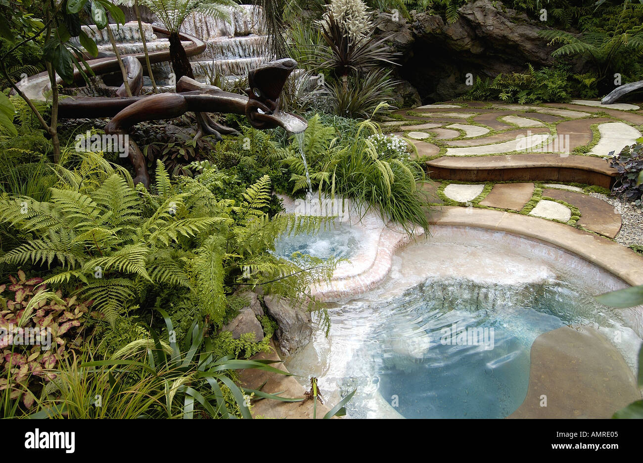 Waterfall cascading into tropical pools Stock Photo - Alamy