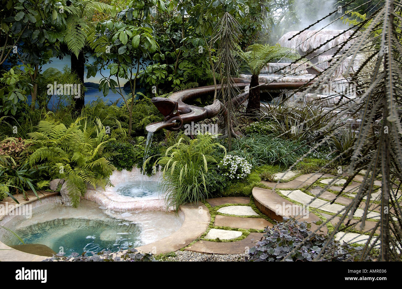 Waterfall cascading into tropical pools Stock Photo - Alamy