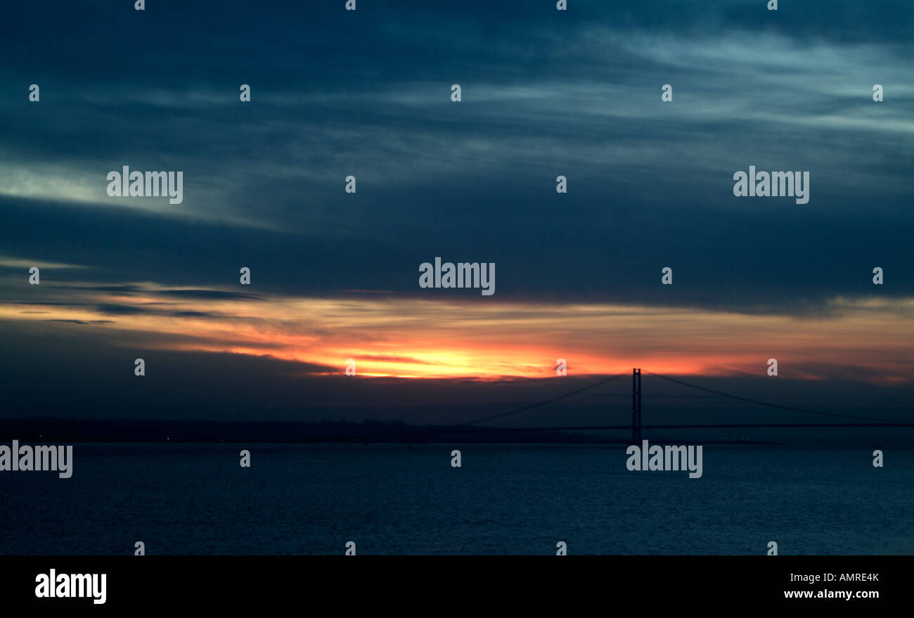 The Humber Bridge at sunset Stock Photo - Alamy