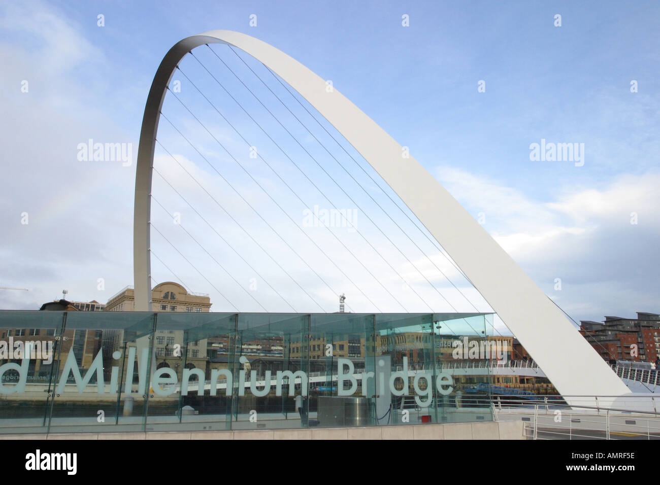 Gateshead Millenium Bridge And Newcastle Skyline High Resolution Stock ...