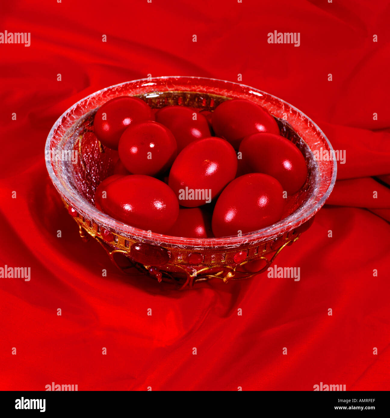 Red Painted Eggs For Greek Easter representing the blood of christ and ...