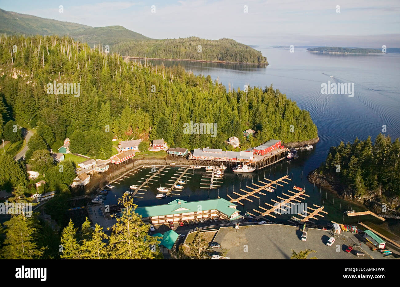 Telegraph cove, aerial, Northern vancouver island, british Columbia ...