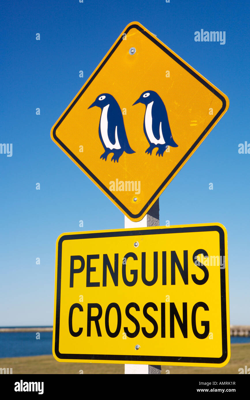 Penguins crossing sign hi-res stock photography and images - Alamy