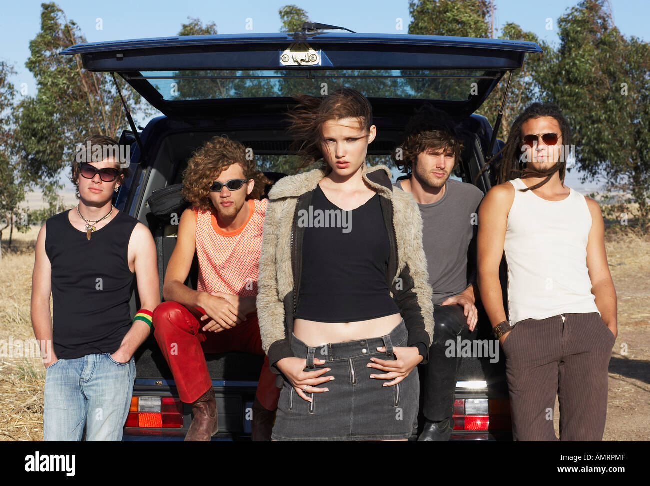 Group of five men in car hi-res stock photography and images - Alamy