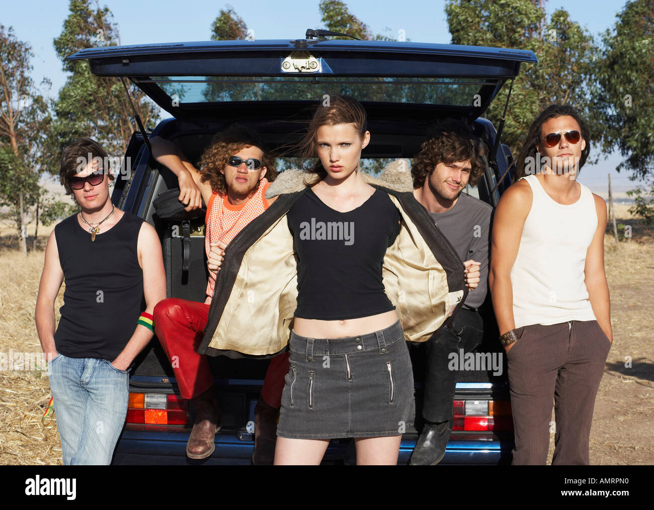 Group of five men in car hi-res stock photography and images - Alamy