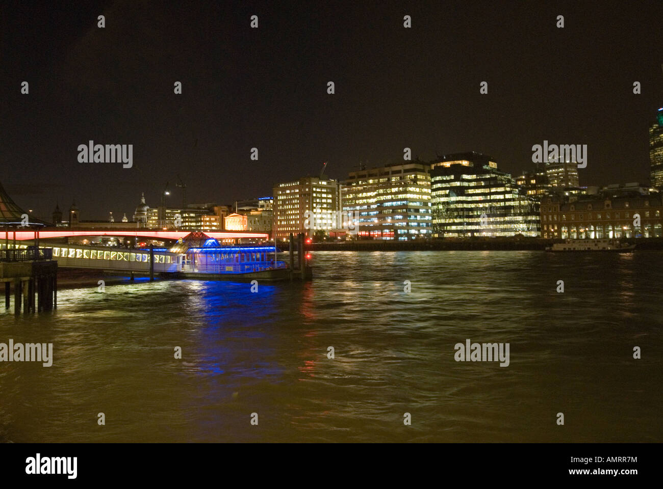 River Thames at night in the Queen's Way London Stock Photo - Alamy