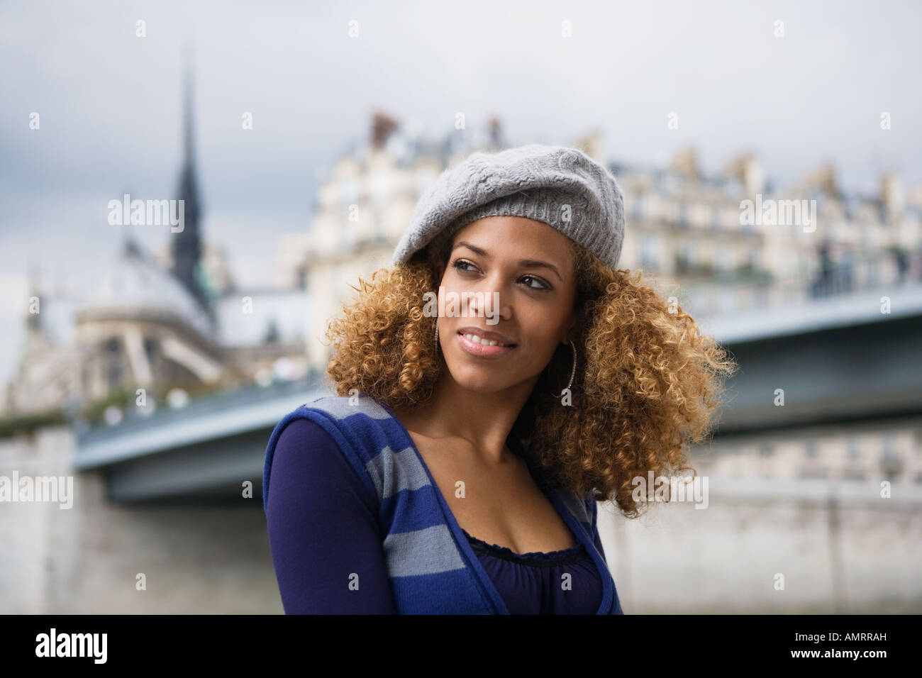 African woman wearing beret Stock Photo - Alamy