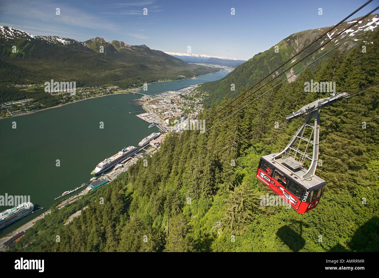 USA, Alaska, Inside Passage, Juneau and Gastineau Channel seen from Mt ...