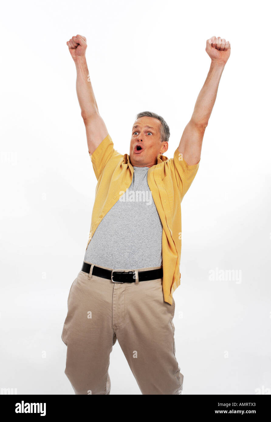 Happy old man shouting celebrating hi-res stock photography and images ...