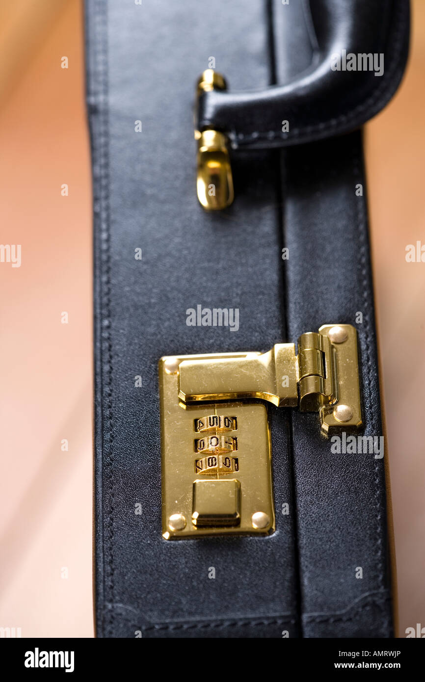 Black Brief Case and Lock Stock Photo - Alamy