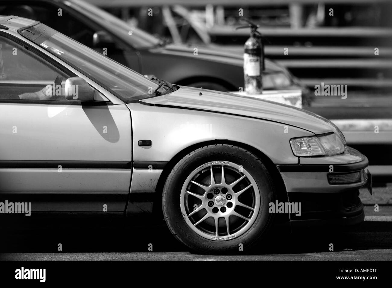 Line of cars Black and White Stock Photos & Images - Alamy