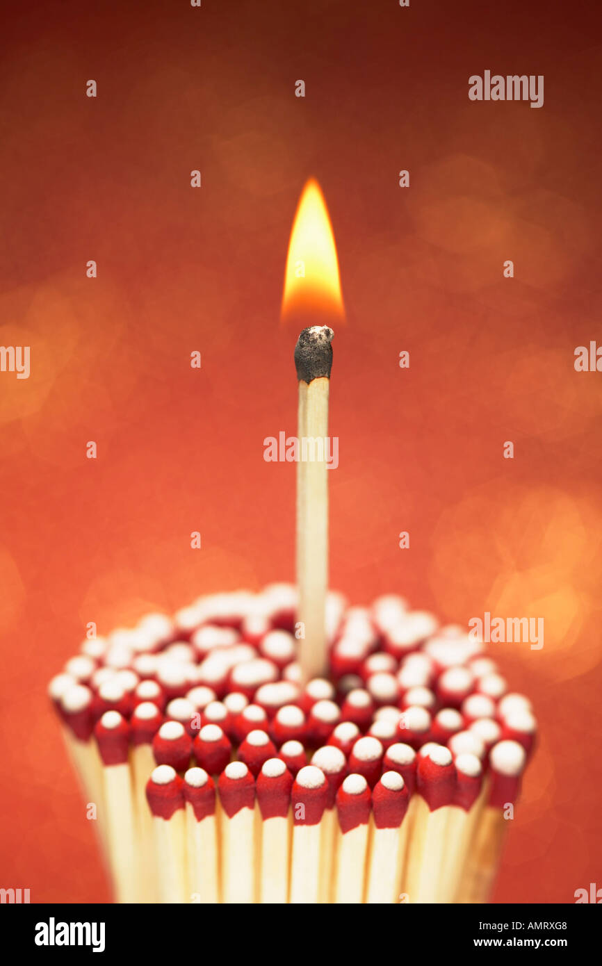 Lit Match with Cluster of Unlit Matches Stock Photo - Alamy