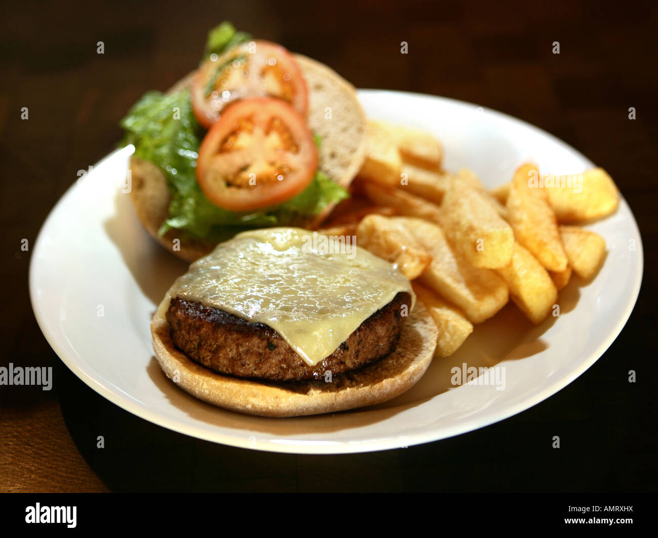 Cheese burger and chips Stock Photo - Alamy