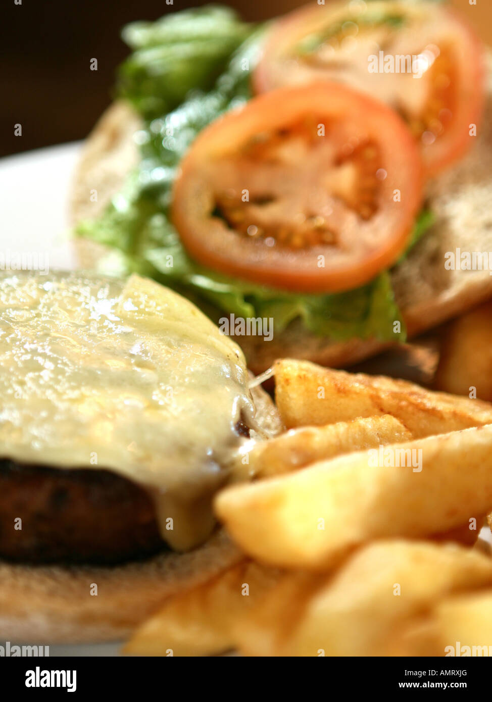 Cheese burger and chips Stock Photo - Alamy