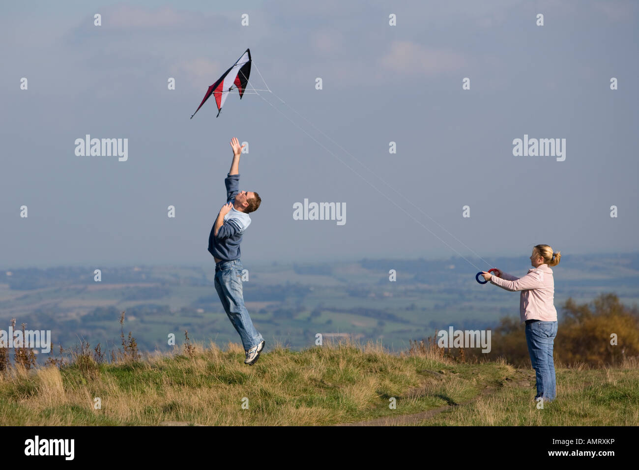 Kite flying on Cow and Calf at Ilkley Stock Photo - Alamy