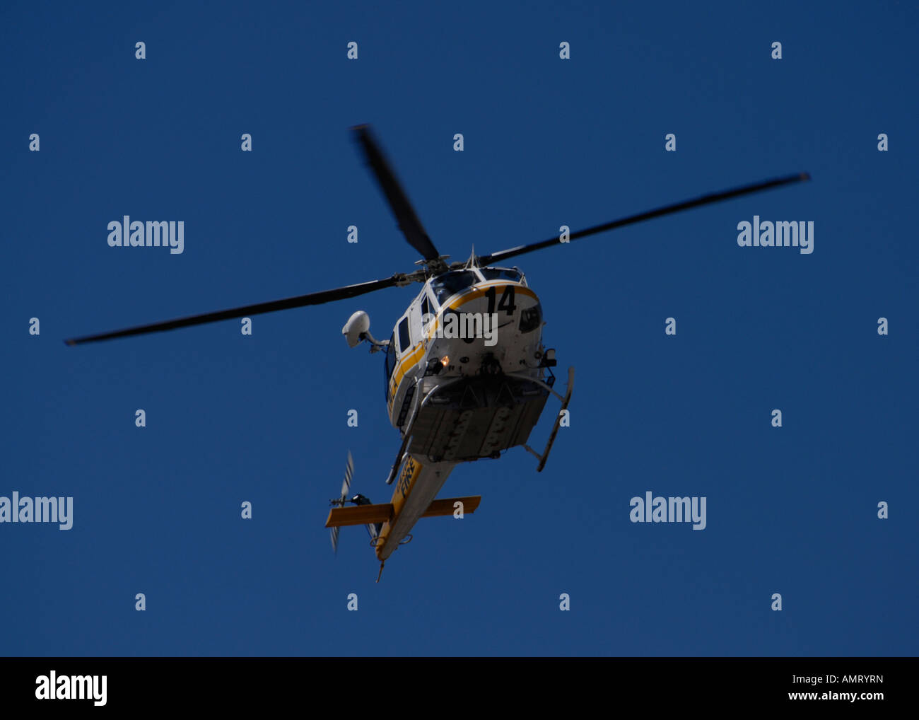 An LA County Fire helicopter in flight, California Stock Photo - Alamy