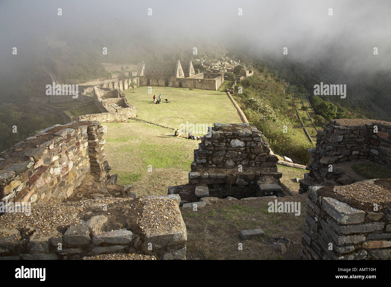 Remote Incan ruins of Choquequirao in the Peruvian Andes Stock Photo ...