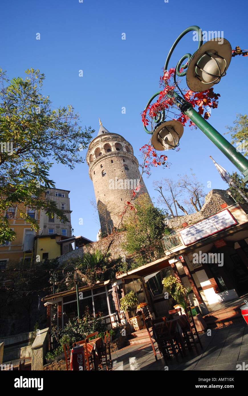 ISTANBUL. A view looking up at the Galata Tower in Beyoglu district ...