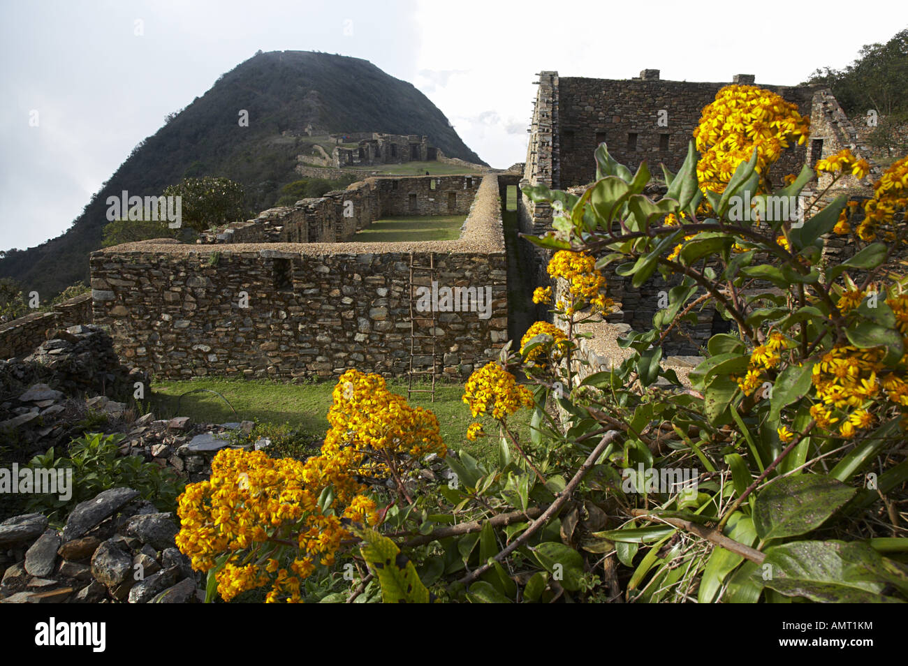 Remote Incan ruins of Choquequirao in the Peruvian Andes Stock Photo ...