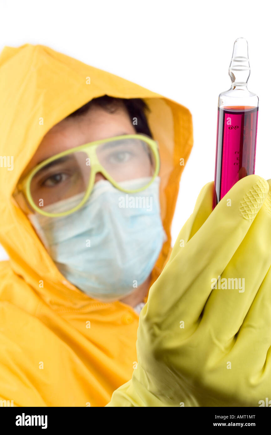 Lab worker handling hazardous chemicals clipping path included Stock ...