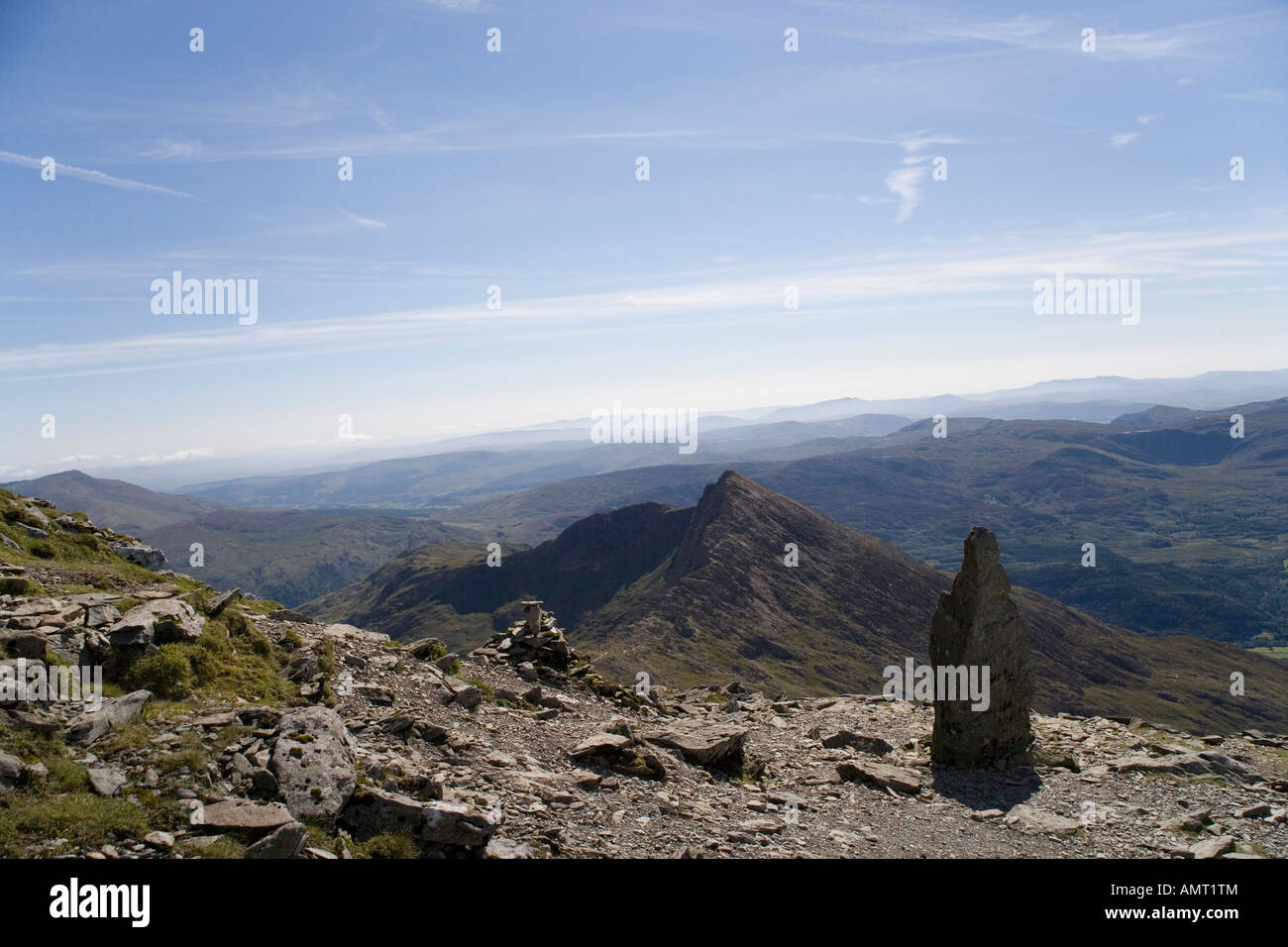 Looking back at the south ridge from the Watkin Path, Snowdonia ...