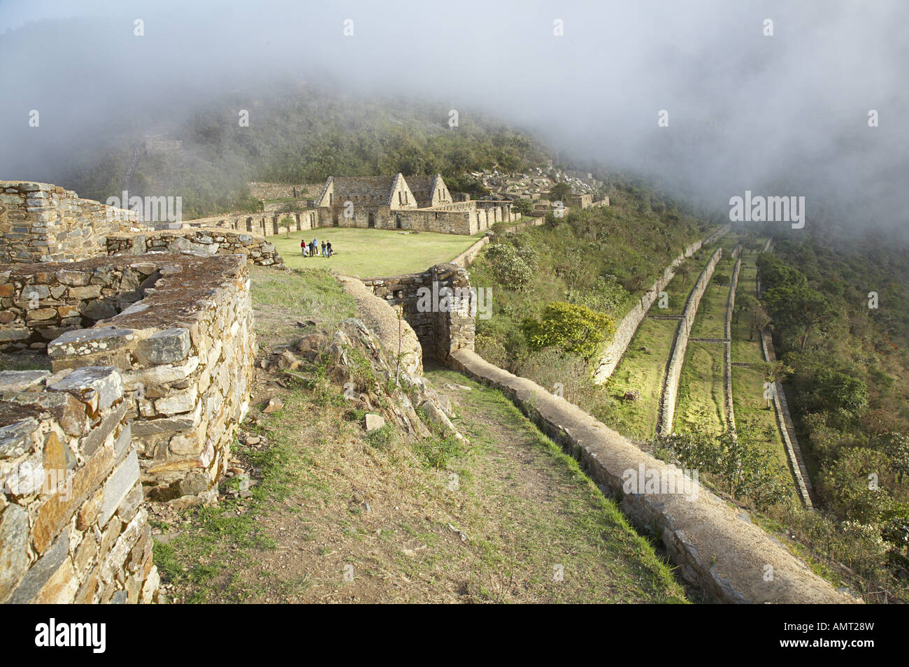 Remote Incan ruins of Choquequirao in the Peruvian Andes Stock Photo ...