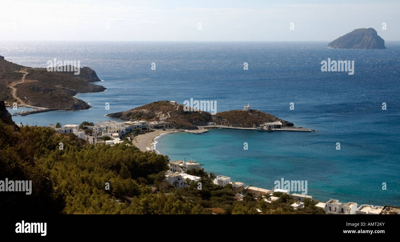 Looking down on Kapsali village and its double bay Kythira Island ...