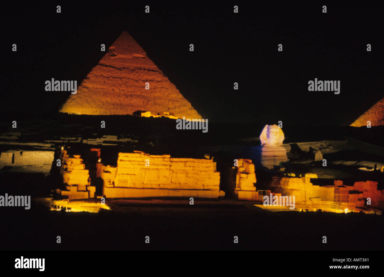 Light show at the pyramids, Cairo, Egypt Stock Photo - Alamy
