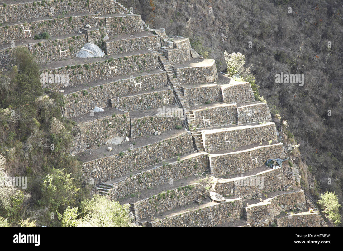 Remote Incan ruins of Choquequirao in the Peruvian Andes Stock Photo ...