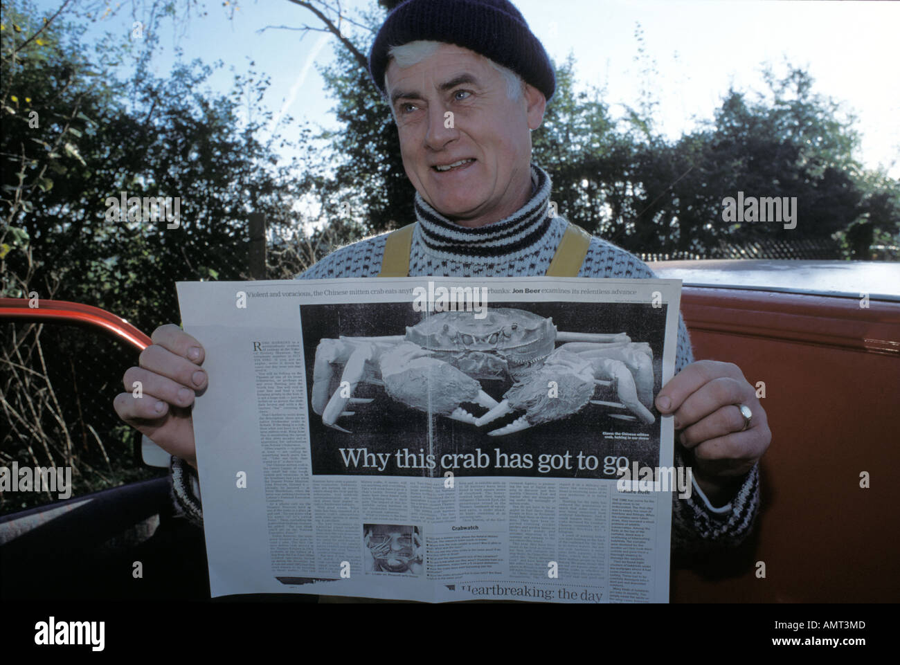 David Miles and a picture of a Mitten crab on the River Thames Oxford ...