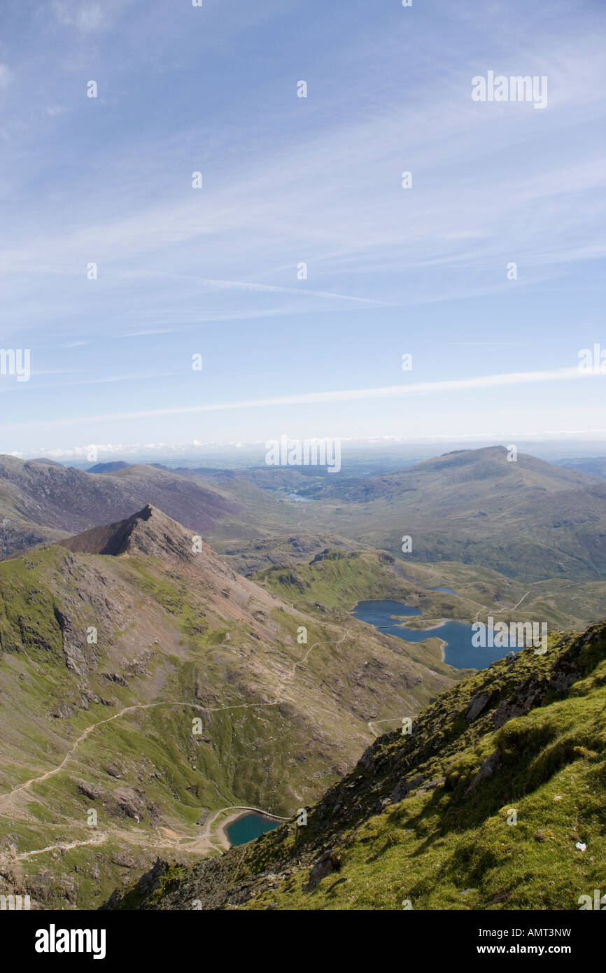 The Miners Track footpath from the top of Snowdon, Snowdonia National ...