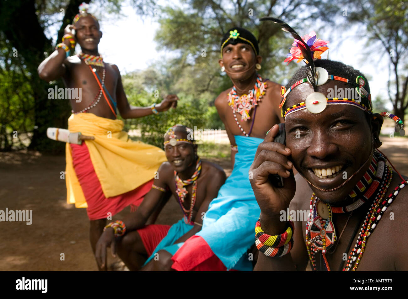 Africa tribesmen mobile phone hi-res stock photography and images - Alamy