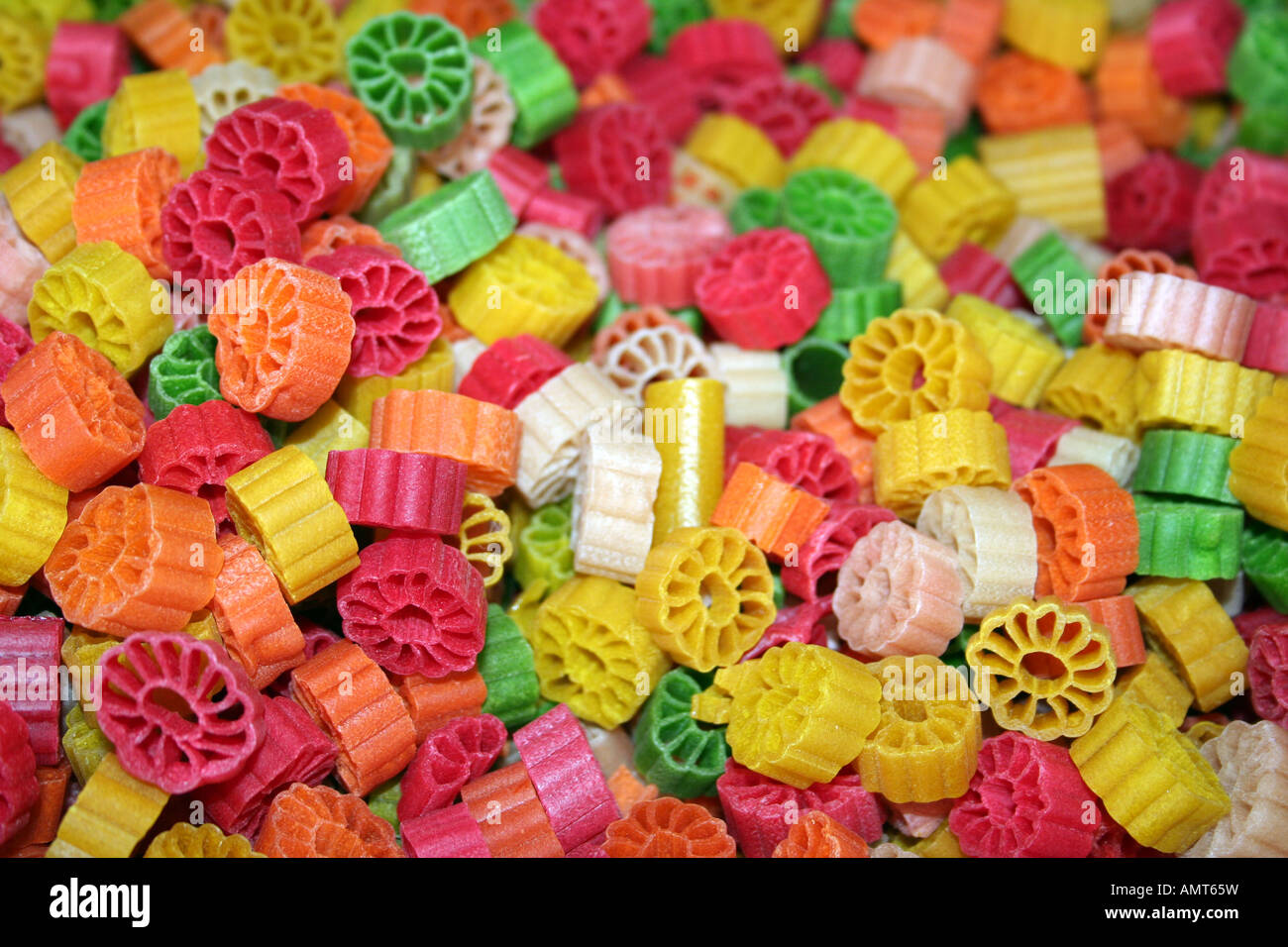 Indian snack consisting of little coloured shapes that have to be fried ...