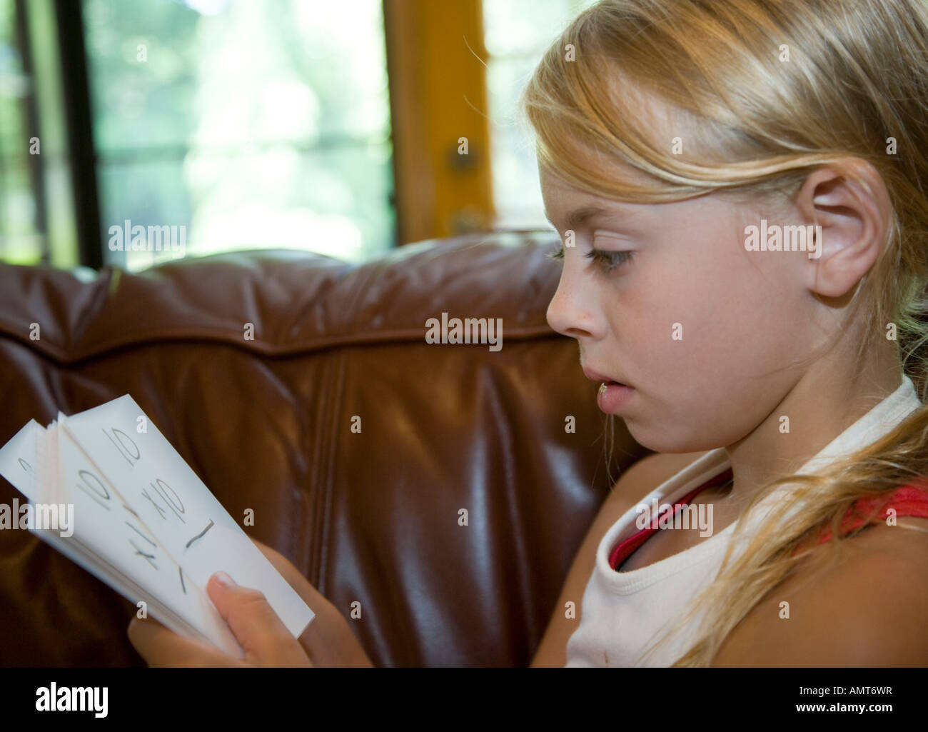 Child studying with flash cards Stock Photo - Alamy