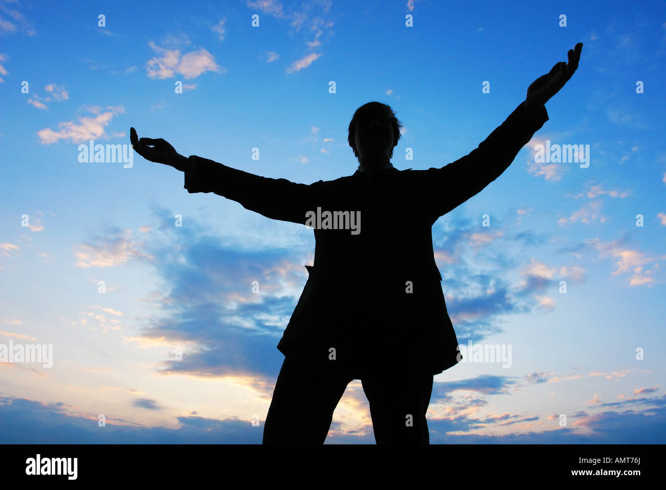 Shadow man worship hands raised hi-res stock photography and images - Alamy
