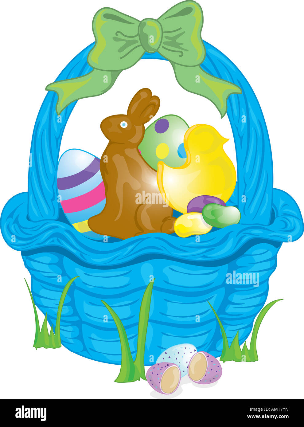 Illustration of a blue Easter basket Stock Photo - Alamy