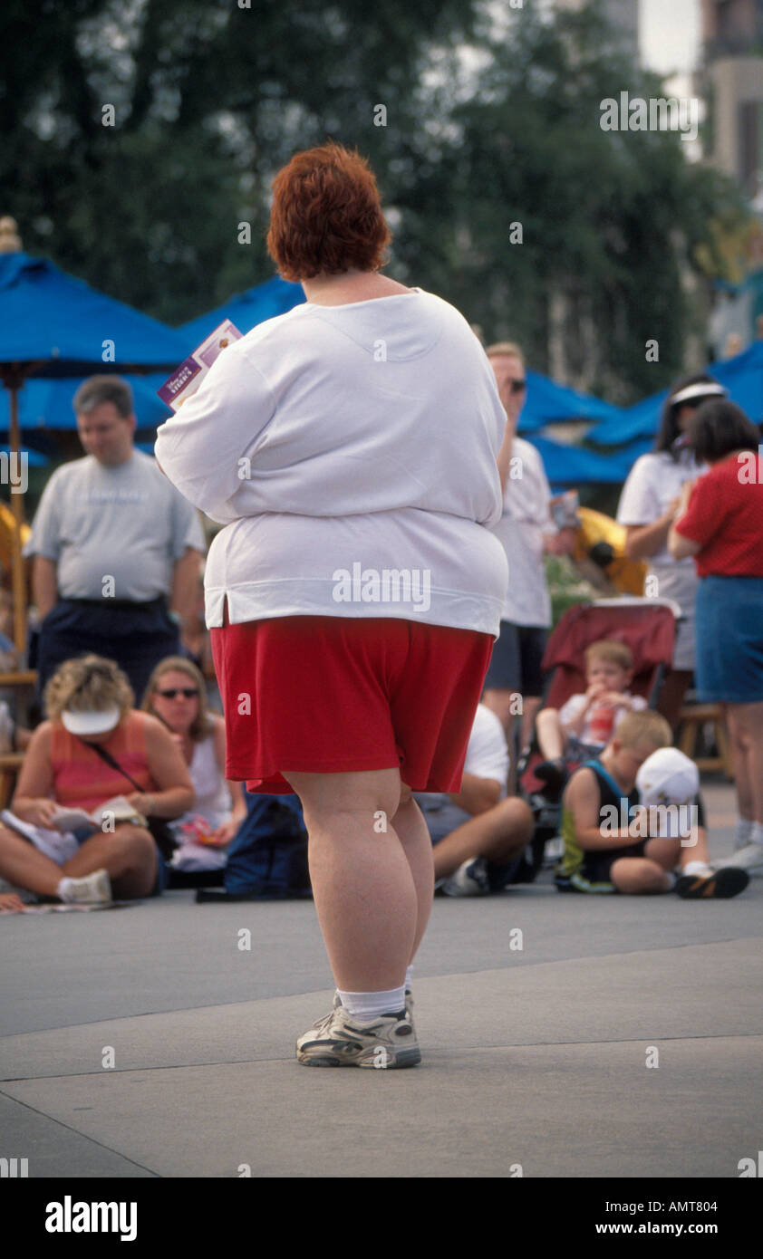 Vertical full length back view of obese woman america USA Stock Photo ...